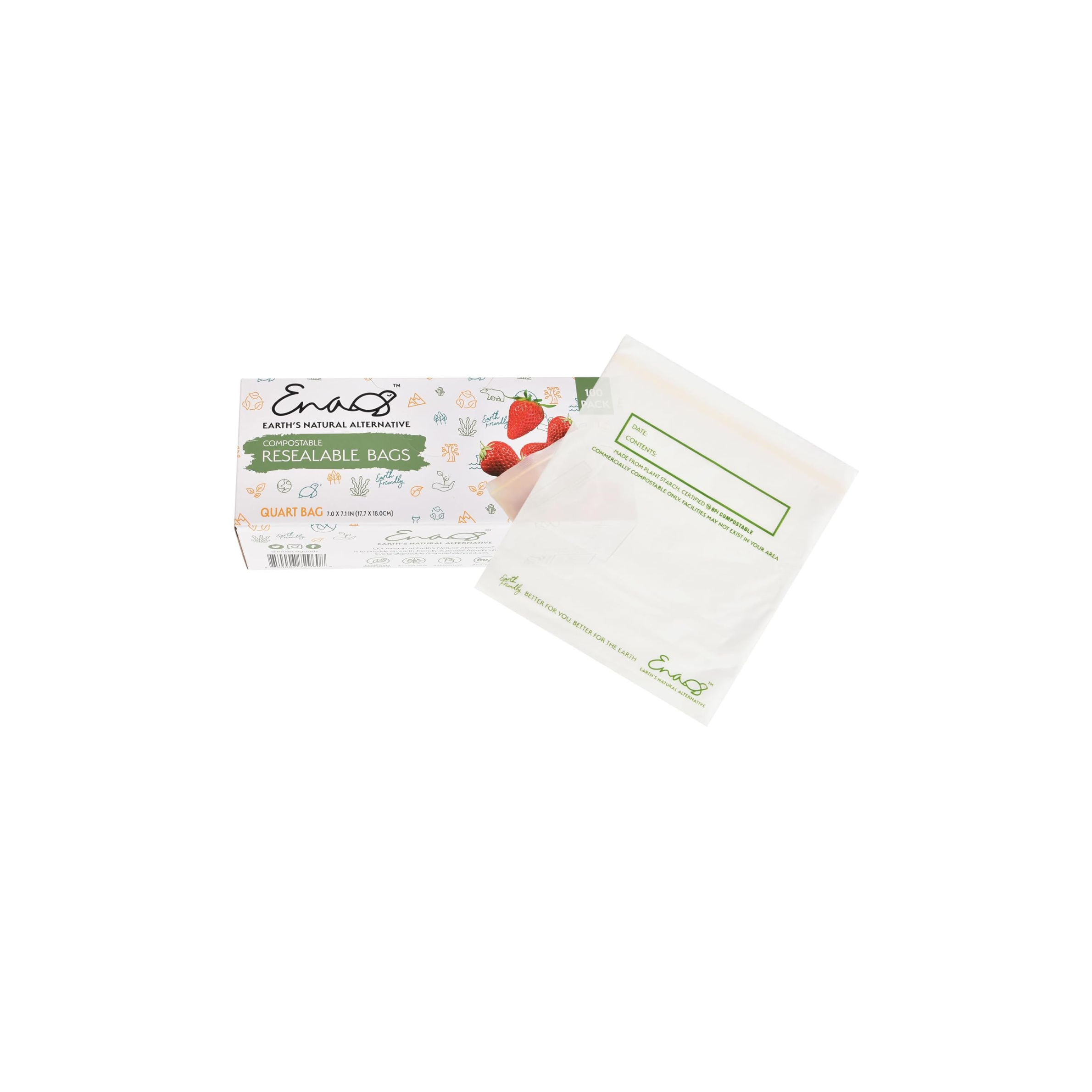 Earth’s Natural Alternative 100% Compostable Food Storage Bags [Quart ...